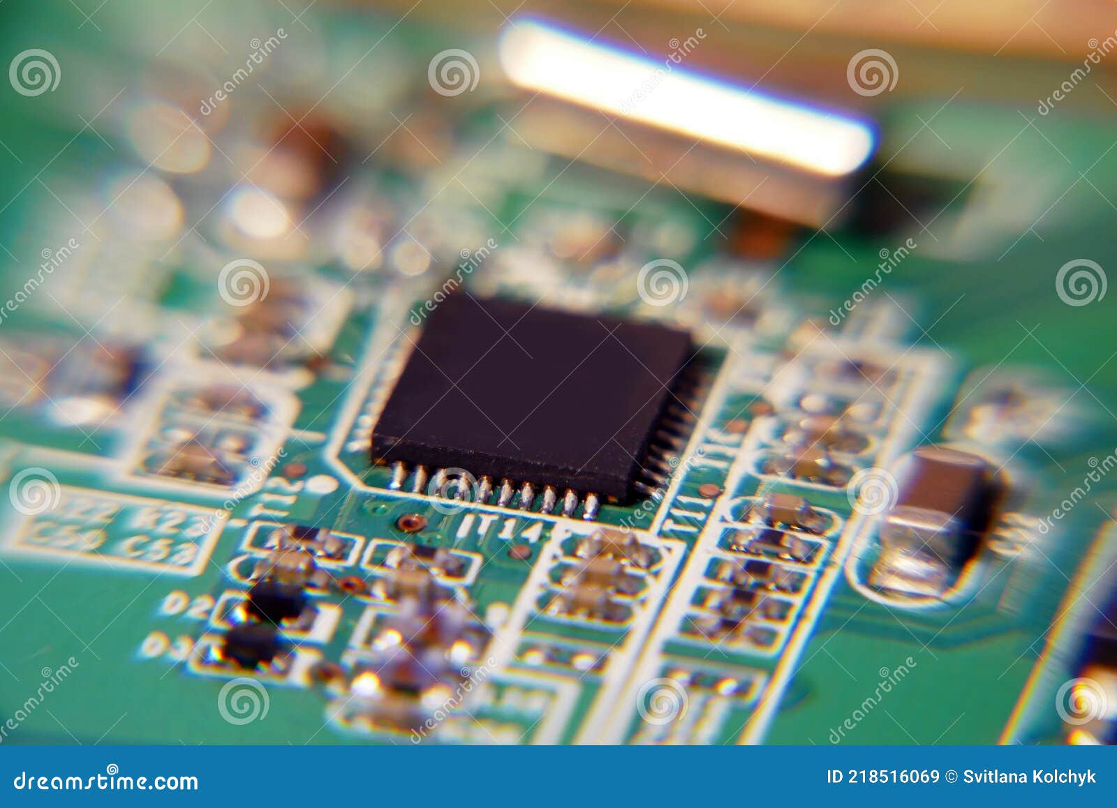 Computer Chip, Motherboard, Futuristic Circuit Board with Electrons ...