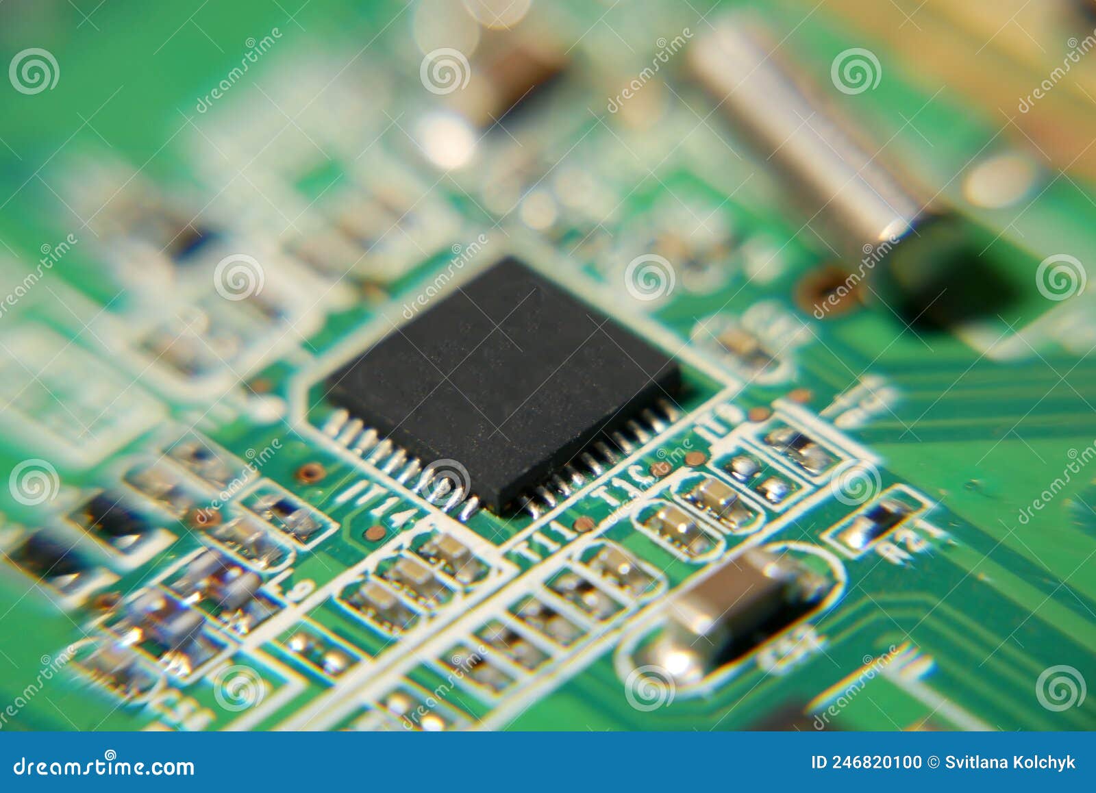Computer Chip, Motherboard, Futuristic Circuit Board With Electrons ...