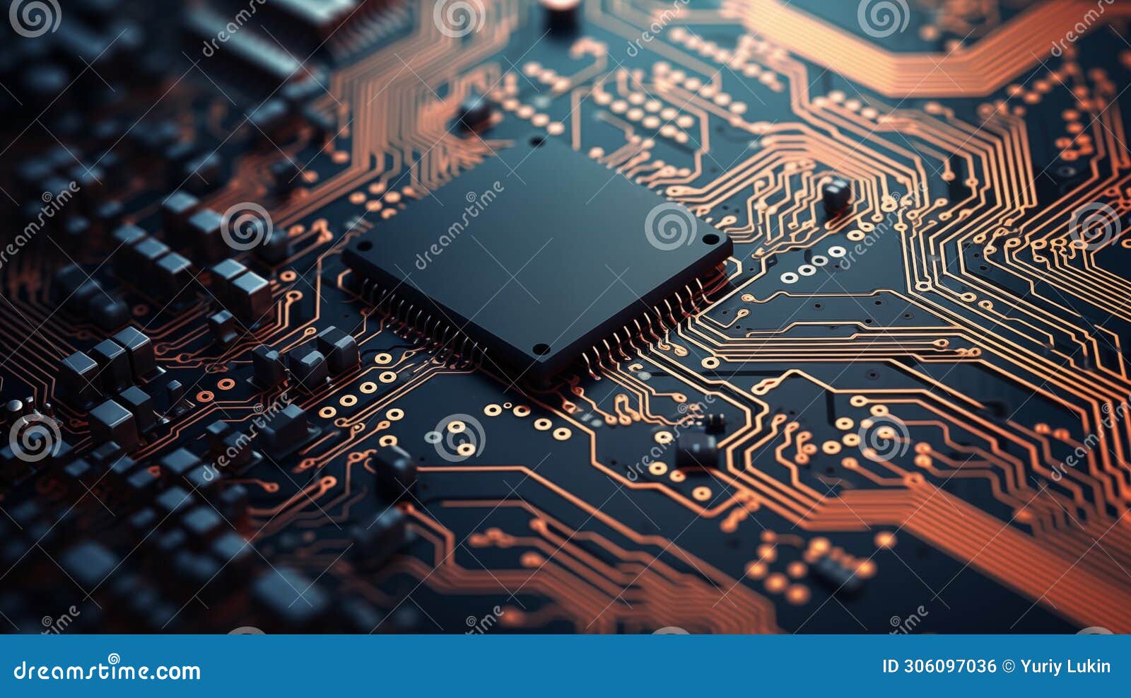 Computer Chip on Motherboard Microcircuit Stock Illustration ...