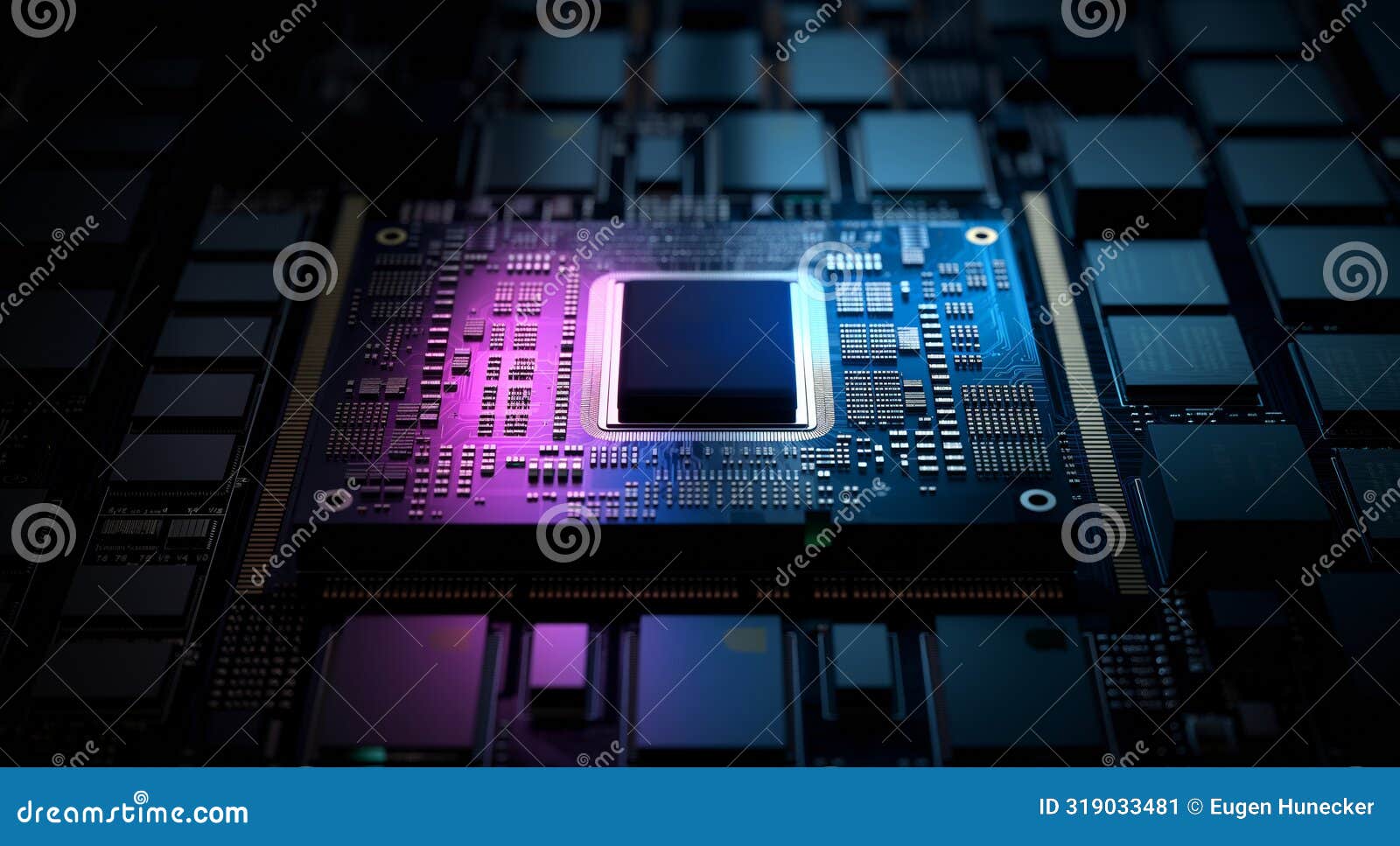 Computer Chip on Motherboard Showing Engineering and Technology Stock ...