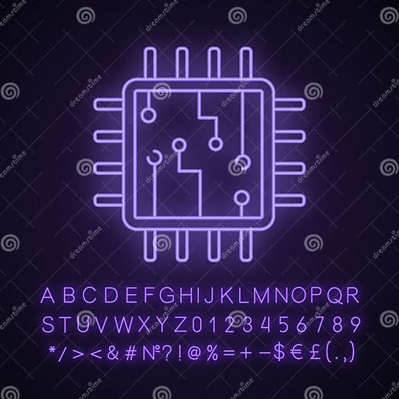 Computer Chip Neon Light Icon Stock Vector - Illustration of color ...