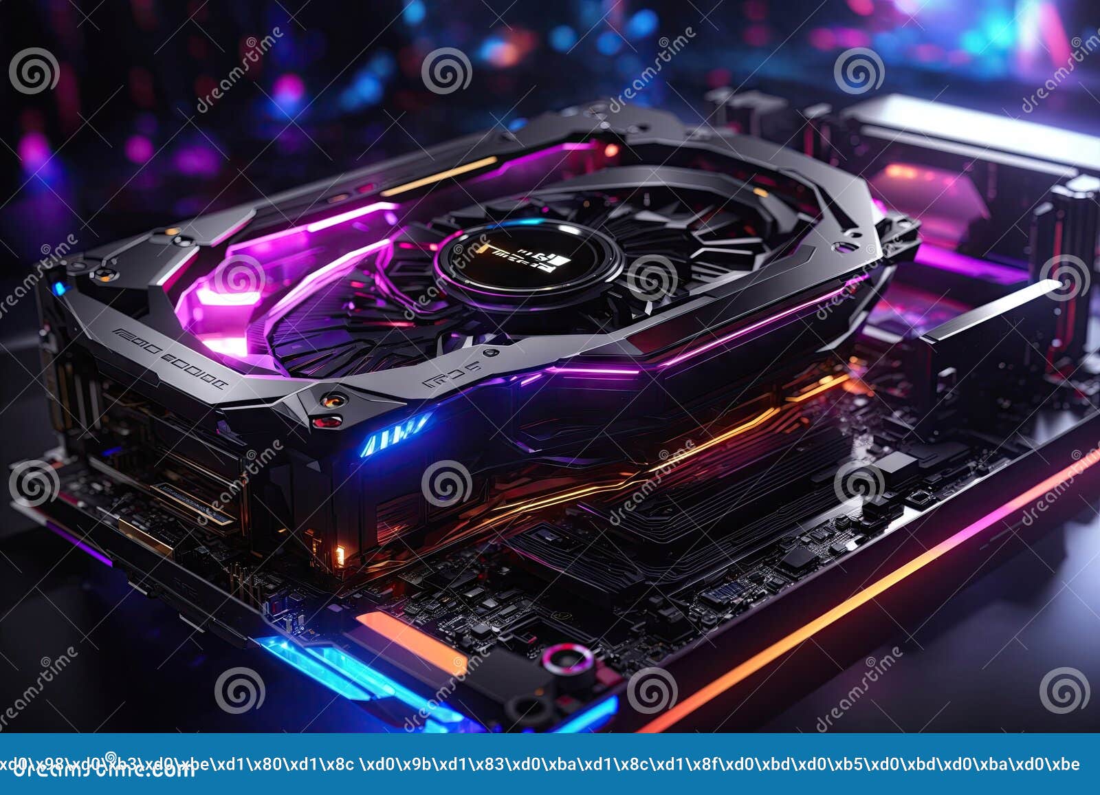 Computer Chip with Neon Lights. Ai Generative Stock Illustration ...