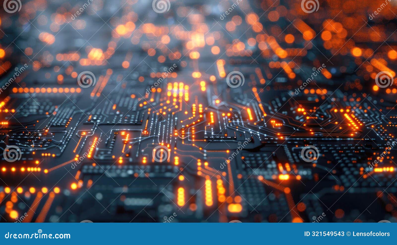 A Computer Chip with Orange Neon Lights. Image of Glowing Cpu in Dark ...