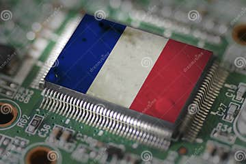 Computer Chip on PCB Board with France Flag Stock Image - Image of ...