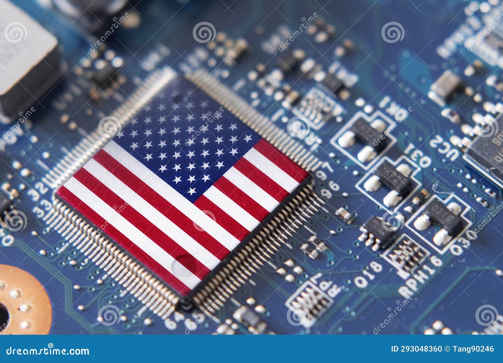 Computer Chip with USA Flag Stock Photo - Image of recognition, modern ...