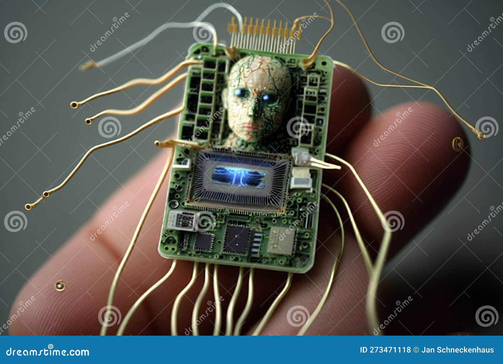 A Computer Chip is Placed Under a Persons Skin. Stock Illustration ...