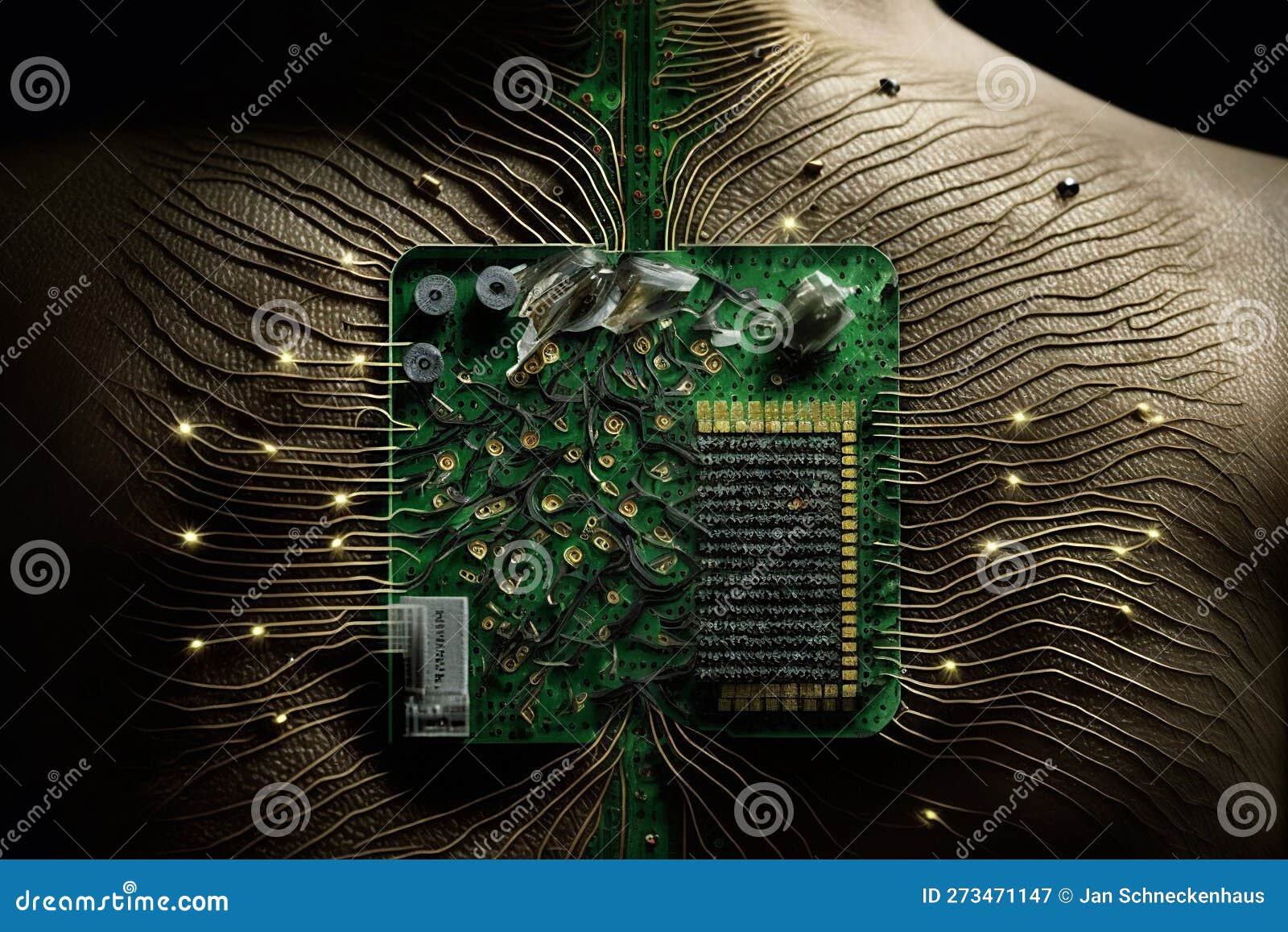 A Computer Chip is Placed Under a Persons Skin. Stock Illustration ...