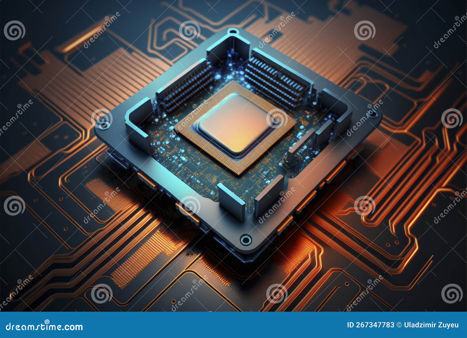 Computer Chip with Processor Background. Created with Generative Ai Technology Stock ...