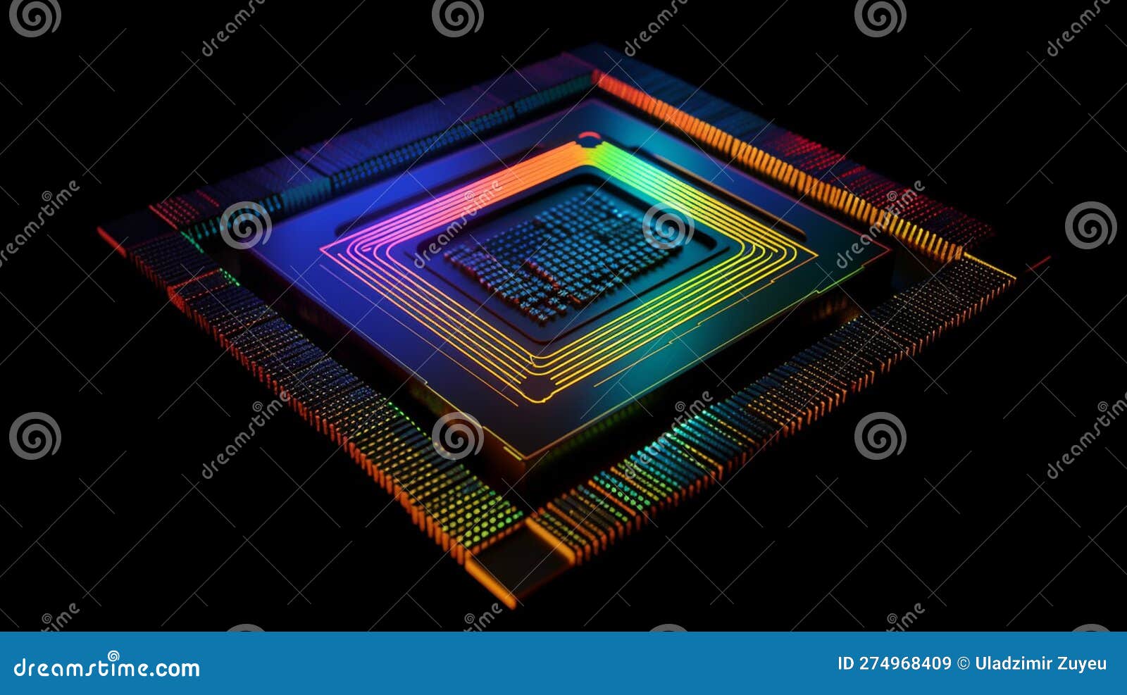 Computer Chip with Processor Background. Created with Generative Ai Technology Stock ...