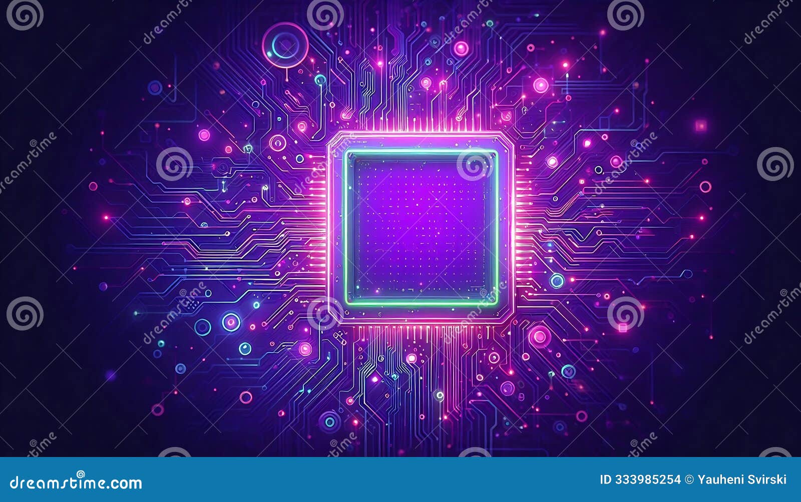 A Computer Chip with a Purple Background Stock Illustration ...