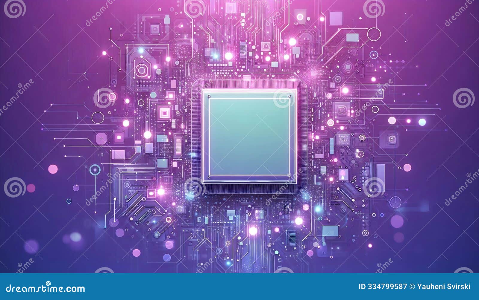 A Computer Chip with a Purple Background. the Chip is Surrounded by a ...