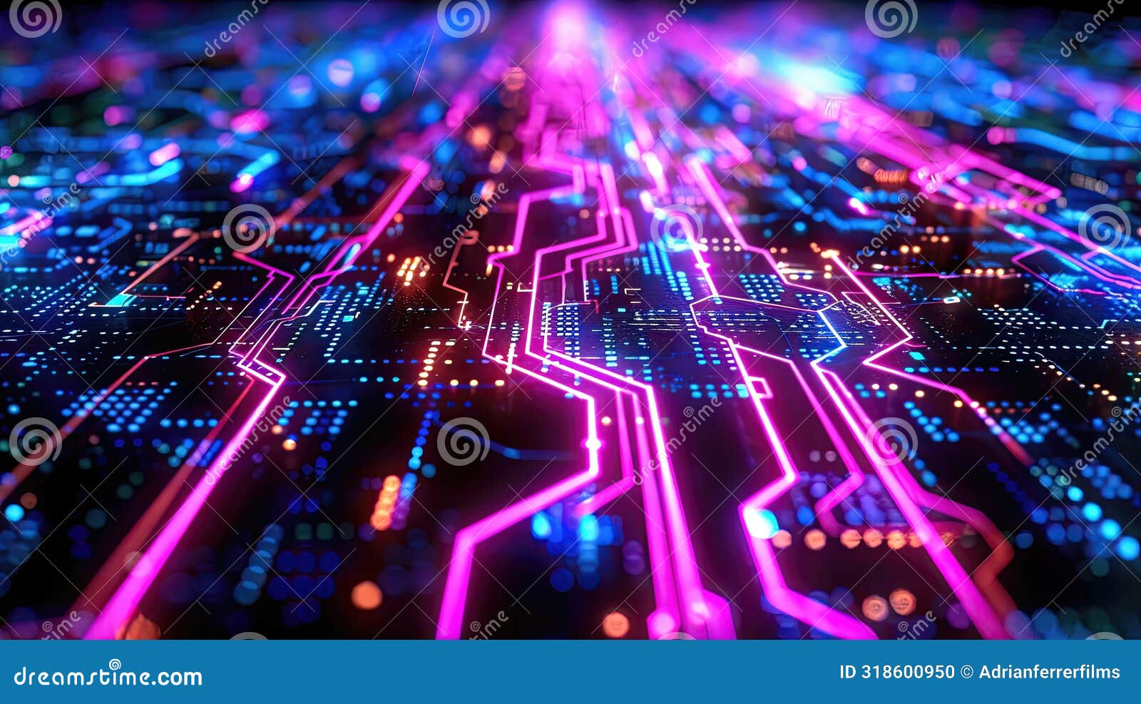 A Computer Chip with a Purple and Blue Background Stock Photo - Image ...
