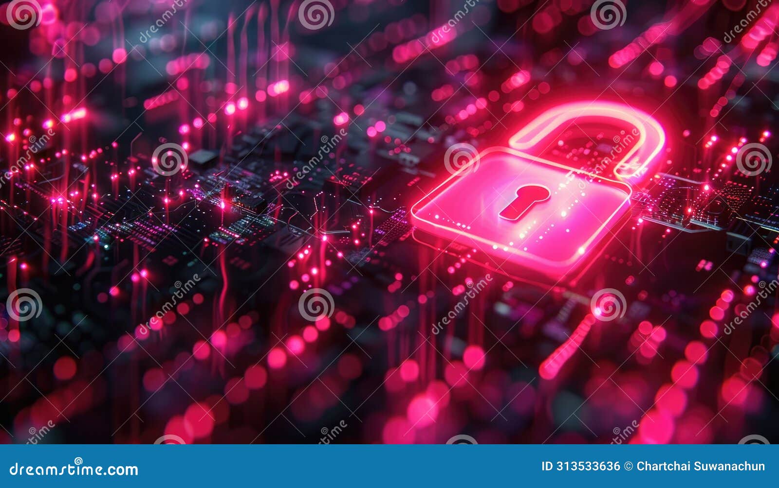 A Computer Chip with a Red Lock on it by AI Generated Image Stock ...