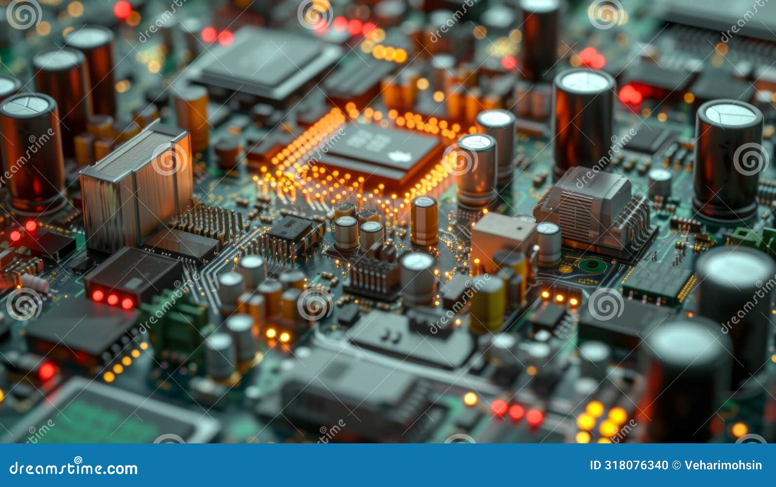 Computer Chip Semiconductor With Electrical Component, Motherboard ...