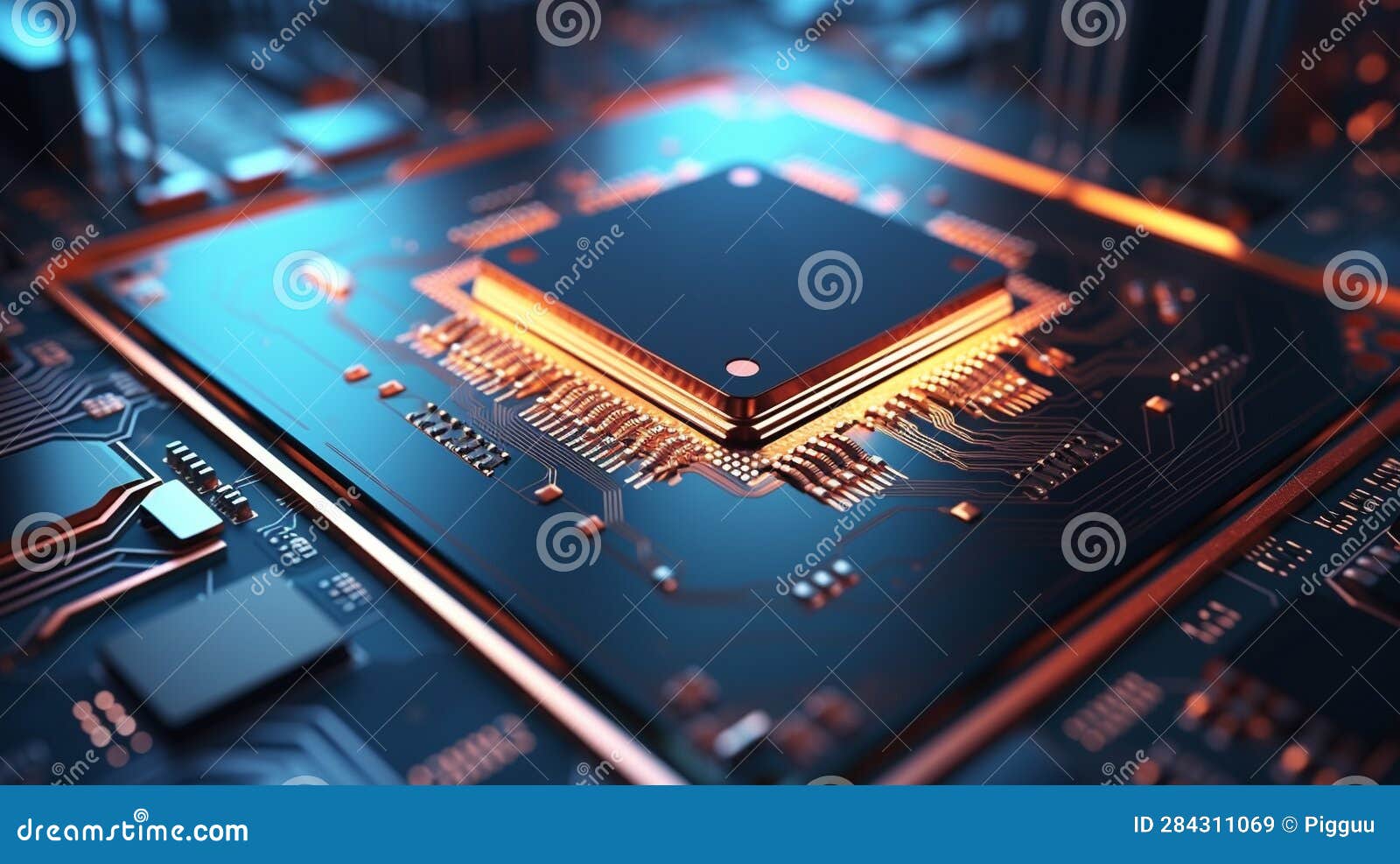 Computer Chip Set on Board. Technology and Hi Tech Background Concept ...