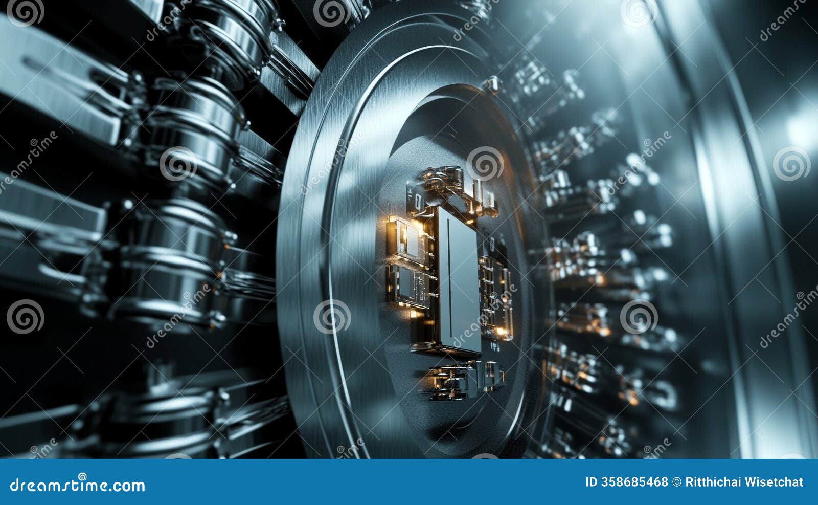 A Computer Chip Is Shown In A Silver Casing Stock Photography ...