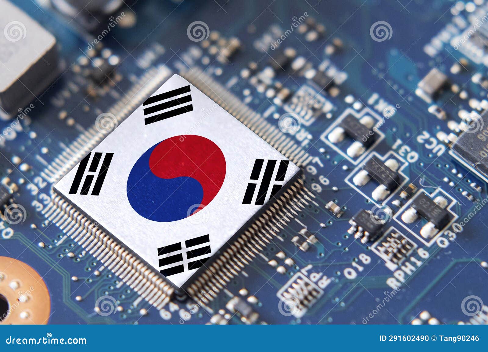 Computer Chip with South Korea Flag Stock Photo - Image of processing ...