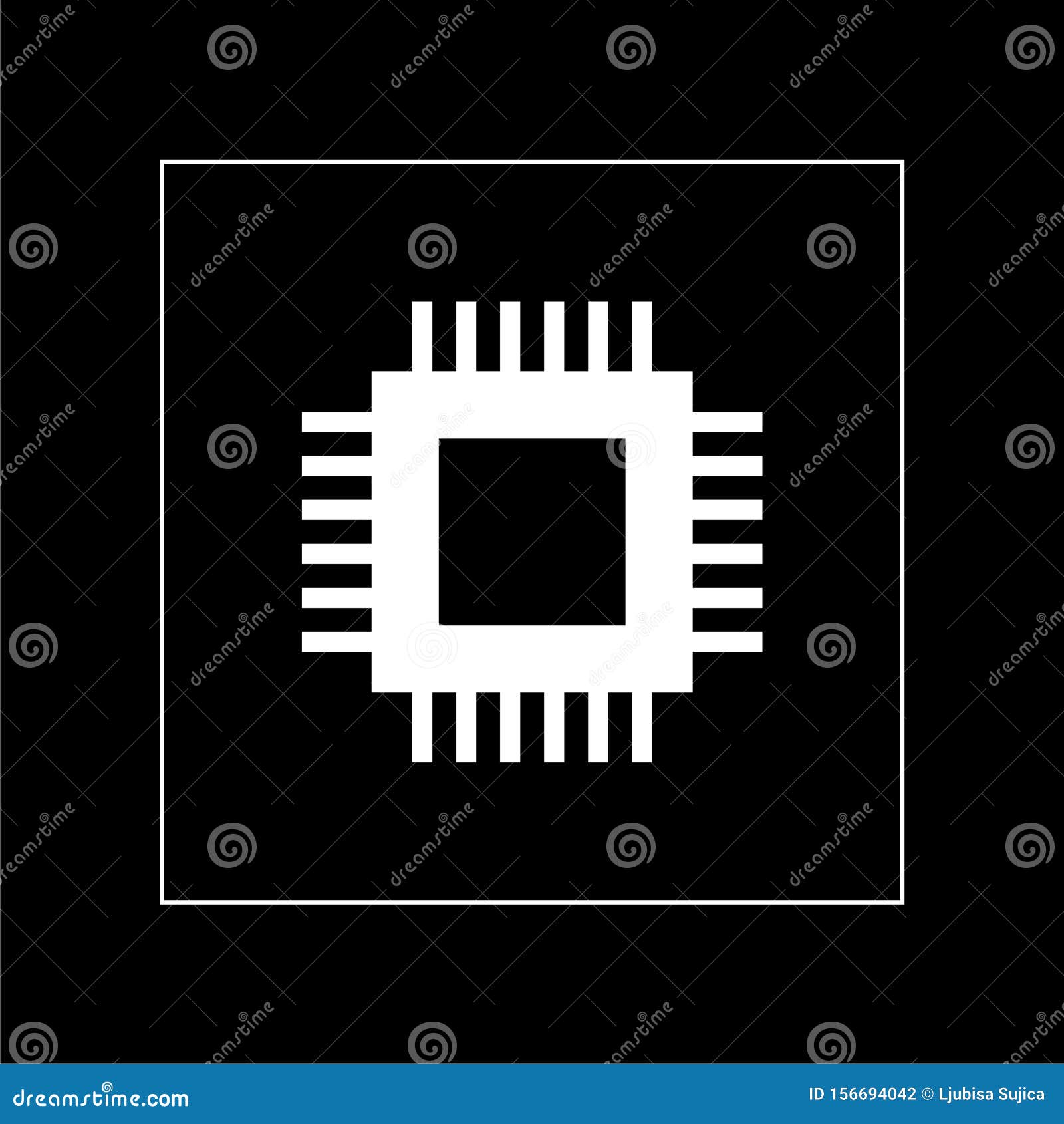 Computer Chip Symbol or Logo Element on Dark Background Stock Vector ...