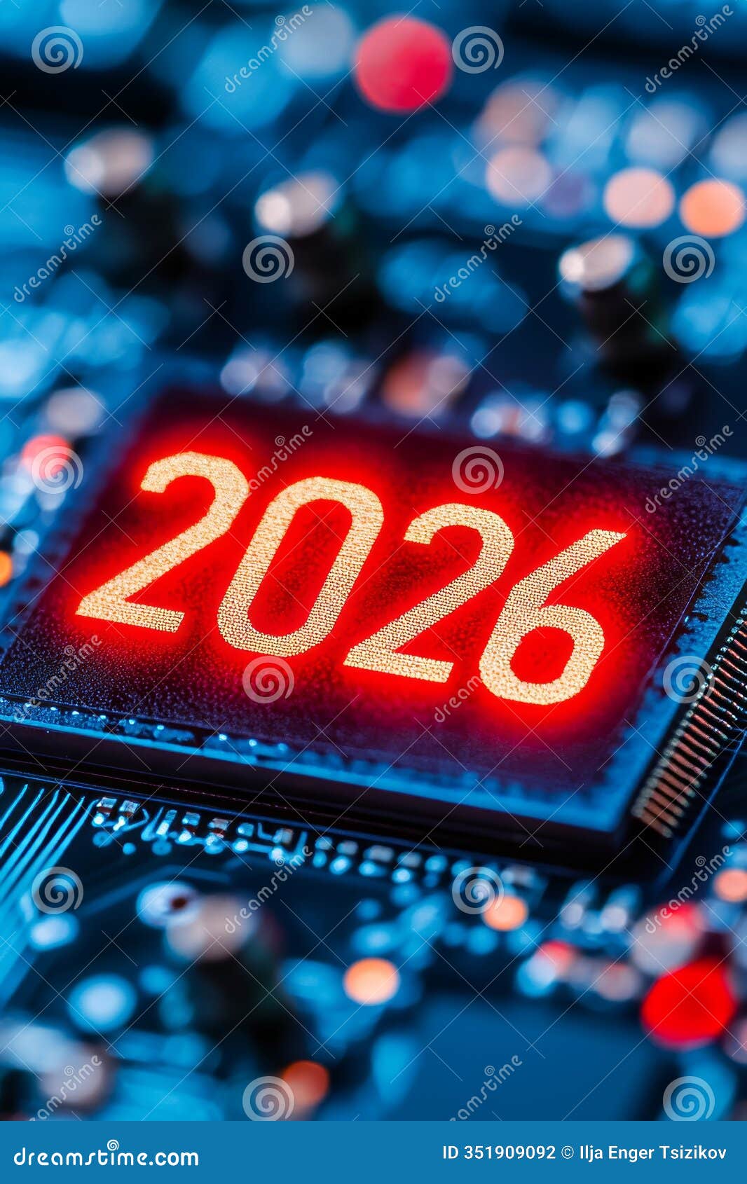 2026 on Computer Chip Symbolizing Future Technology and Innovation ...