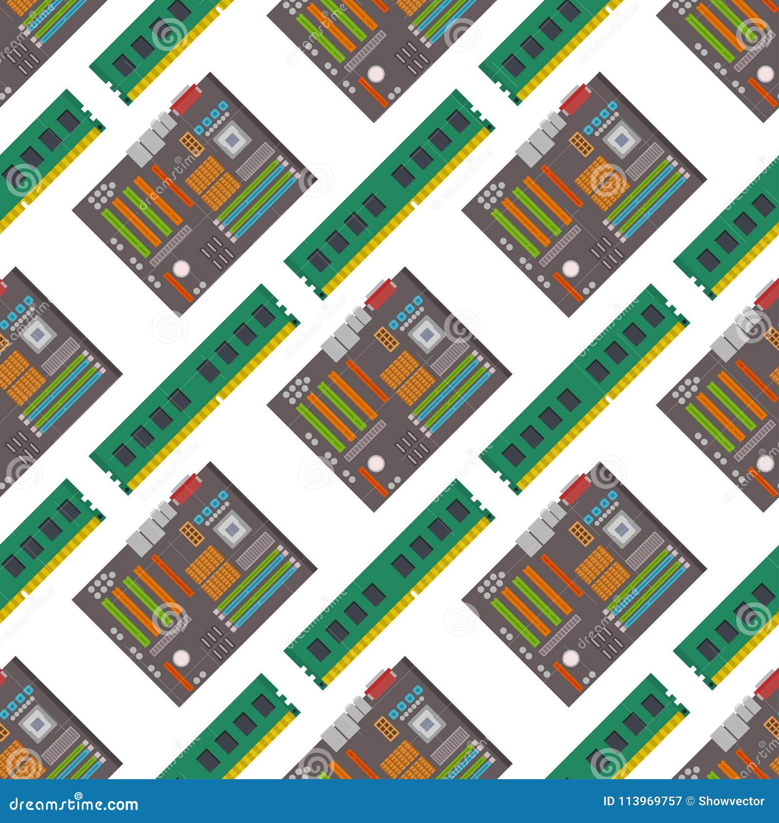 Computer Chip Technology Processor Seamless Pattern Background Circuit ...