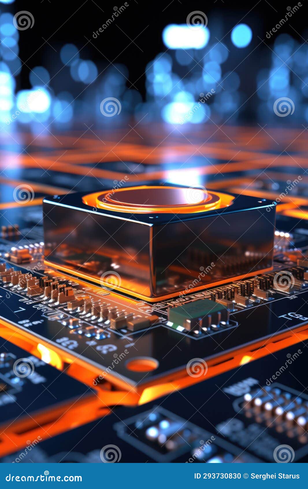A Computer Chip on Top of a Circuit Board, AI Stock Photo - Image of ...