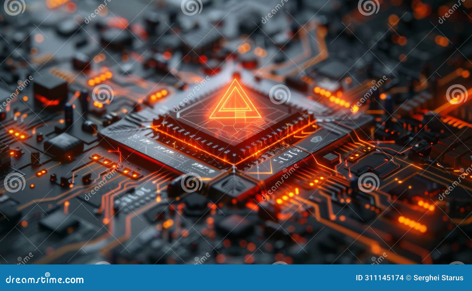 A Computer Chip with a Triangle on it, AI Stock Illustration ...