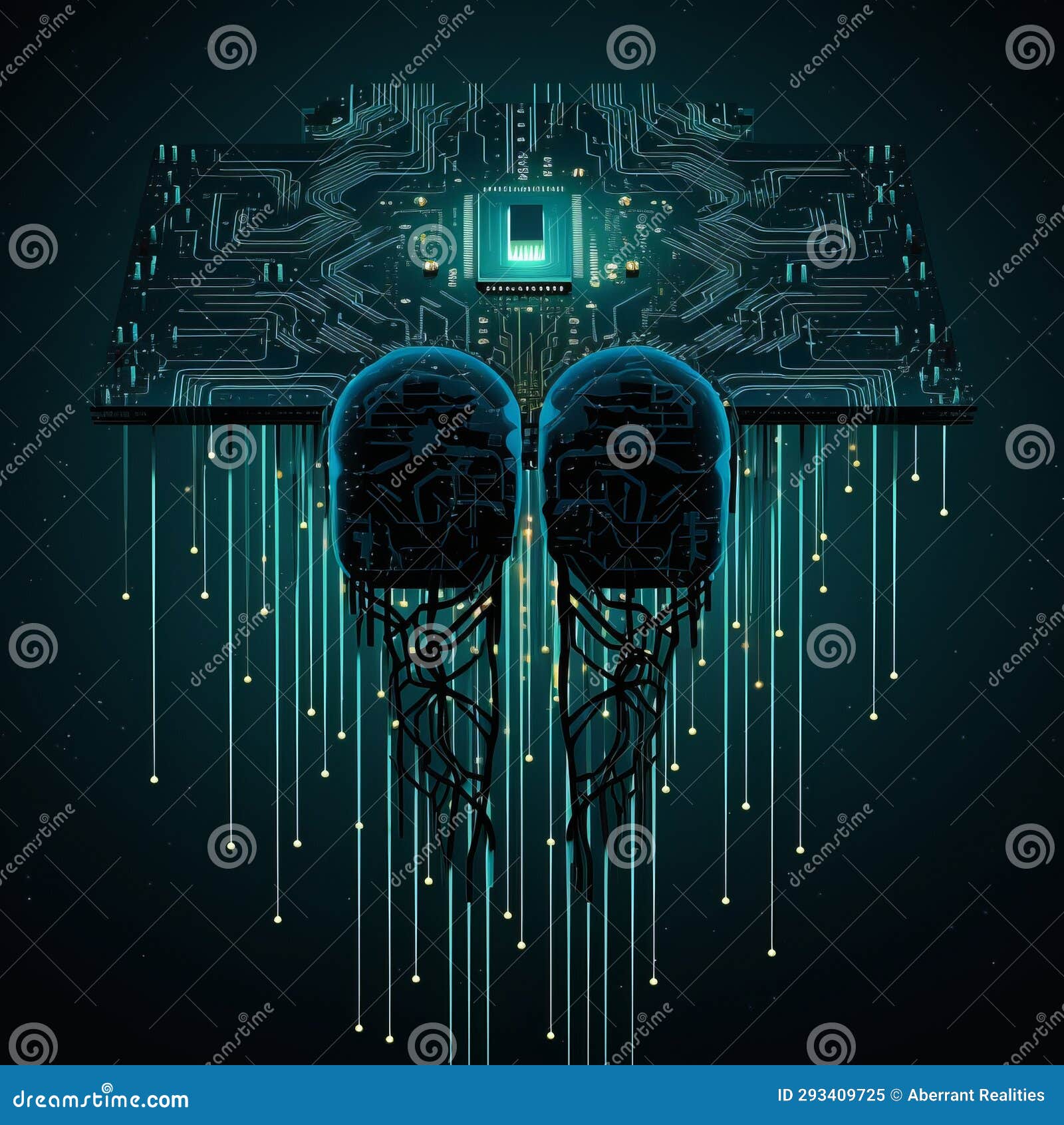 A Computer Chip with Two Heads on it Stock Image - Image of blue, board ...