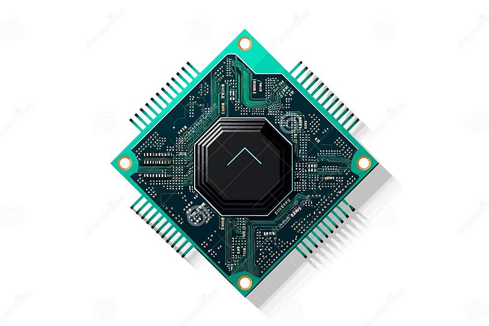 Computer Chip Vector Flat Minimalistic Isolated Vector Style ...