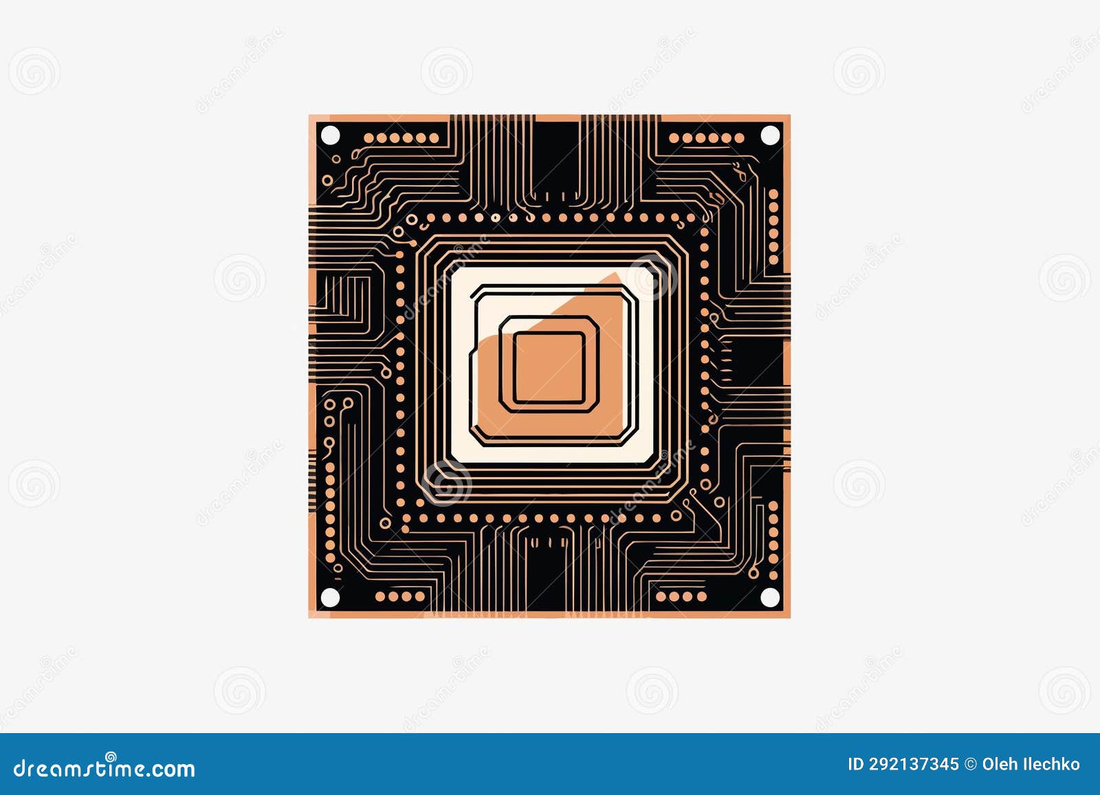 Computer Chip Vector Flat Minimalistic Isolated Vector Style ...