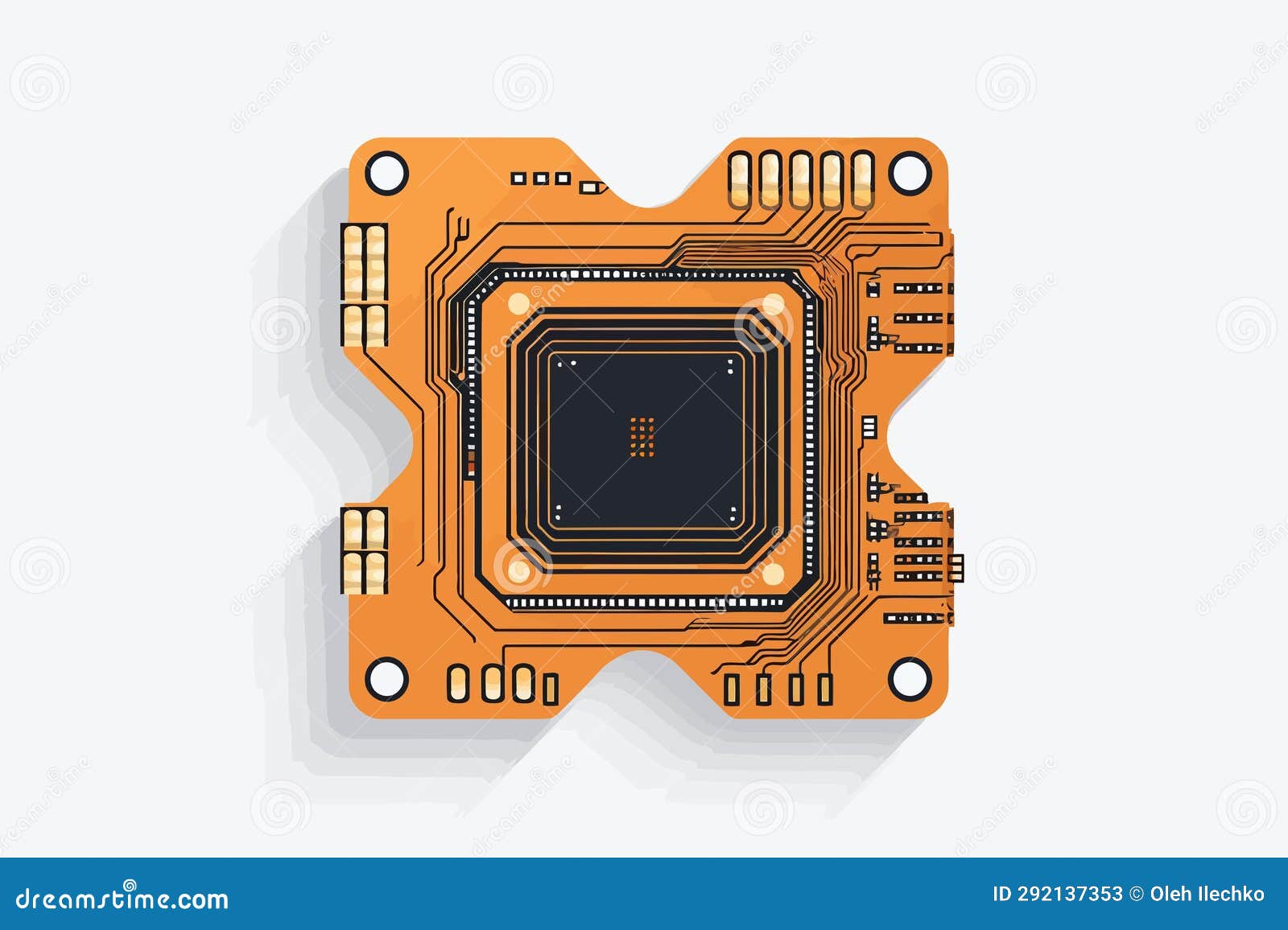 Computer Chip Vector Flat Minimalistic Isolated Vector Style ...