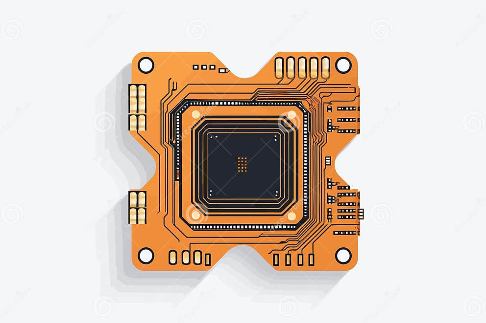 Computer Chip Vector Flat Minimalistic Isolated Vector Style ...