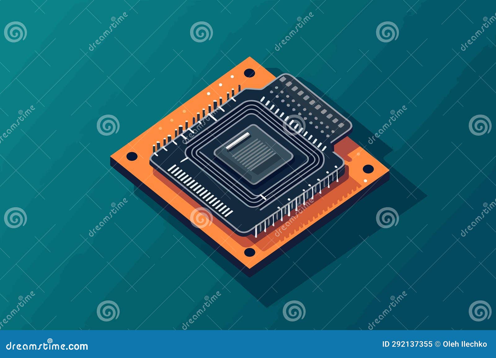 Computer Chip Vector Flat Minimalistic Isolated Vector Style ...