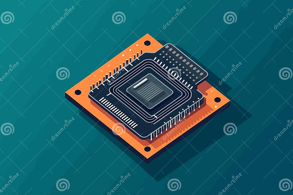 Computer Chip Vector Flat Minimalistic Isolated Vector Style ...