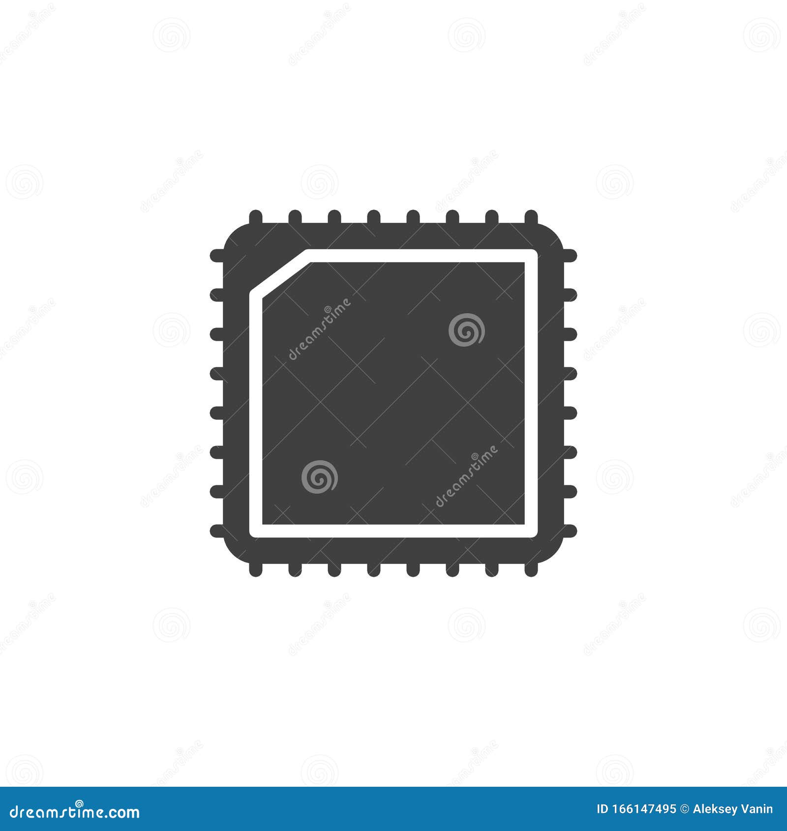 Computer chip vector icon. stock vector. Illustration of system - 166147495