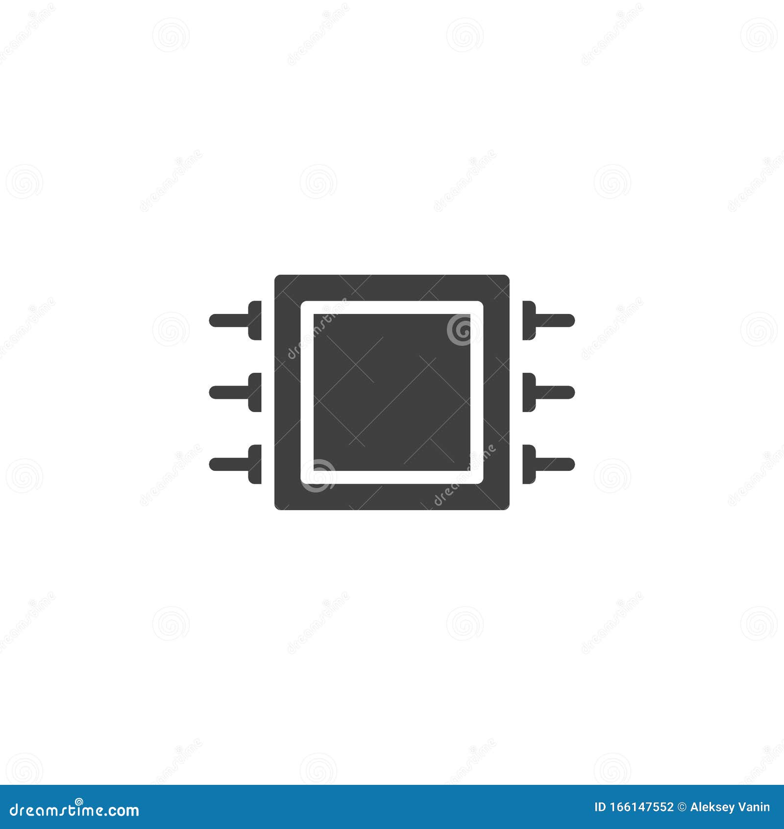 Computer chip vector icon. stock vector. Illustration of symbol - 166147552