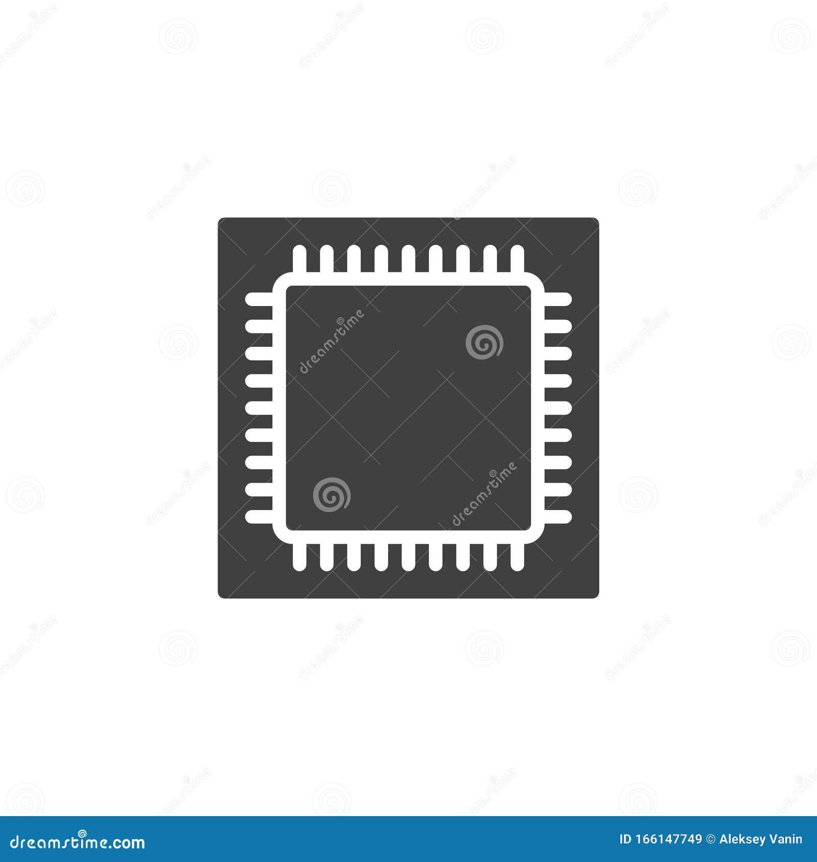 Computer chip vector icon. stock vector. Illustration of flat - 166147749