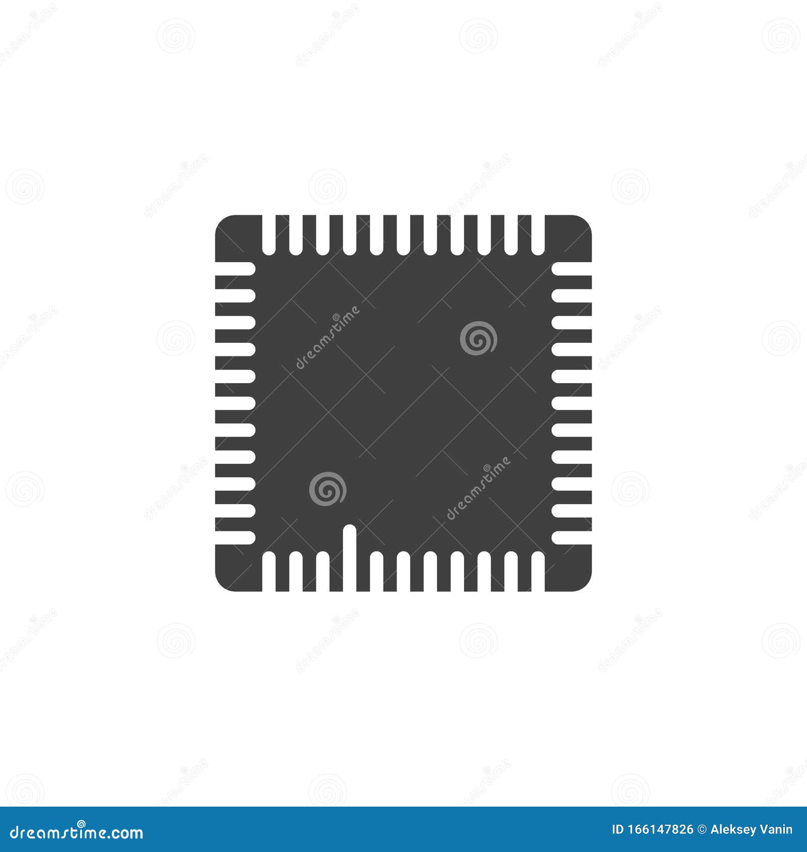 Computer chip vector icon. stock vector. Illustration of solid - 166147826