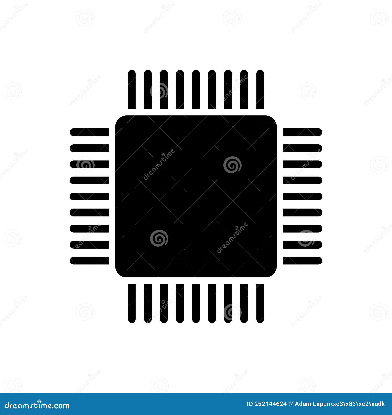 Computer Chip Vector Icon on White Background Stock Vector ...