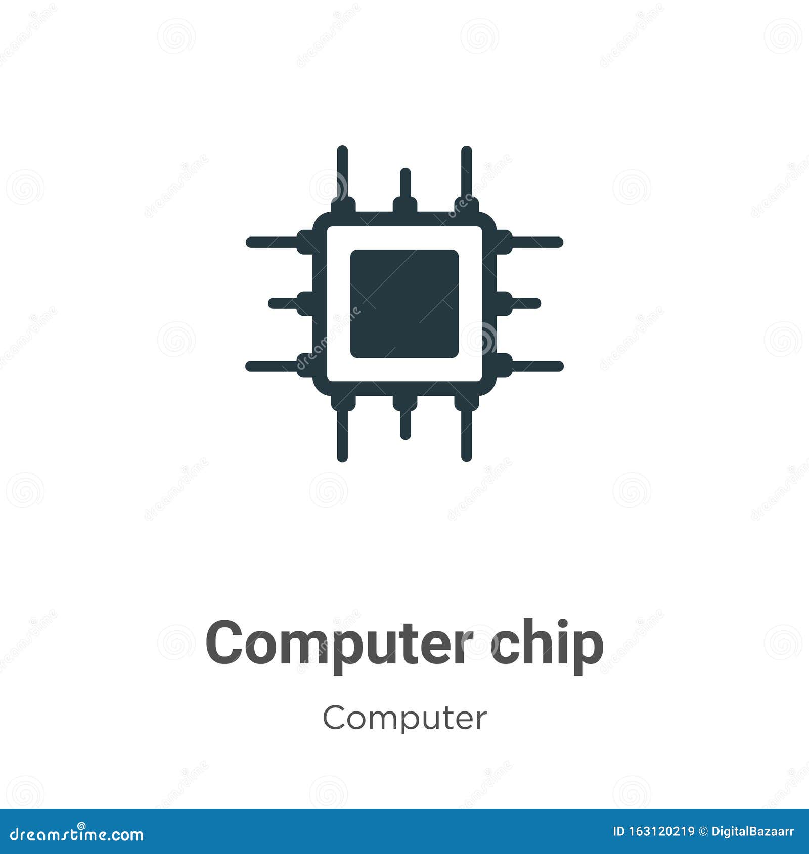 Computer Chip Vector Icon on White Background. Flat Vector Computer ...