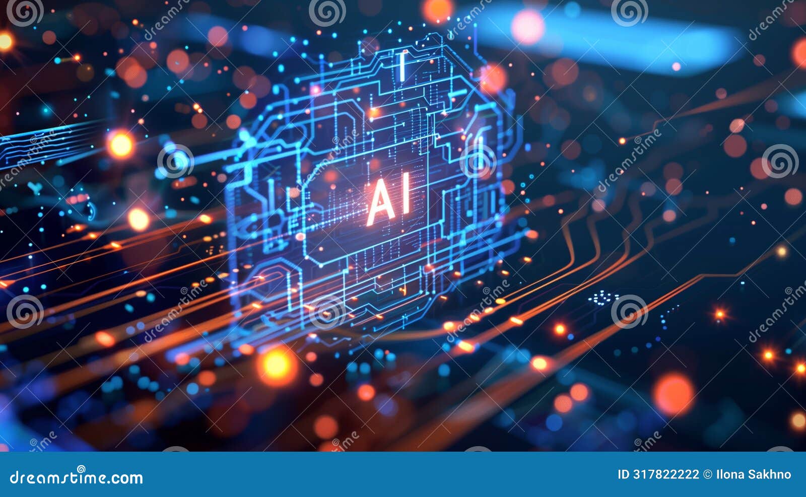 A Computer Chip with the Word Ai Written on it Stock Illustration ...