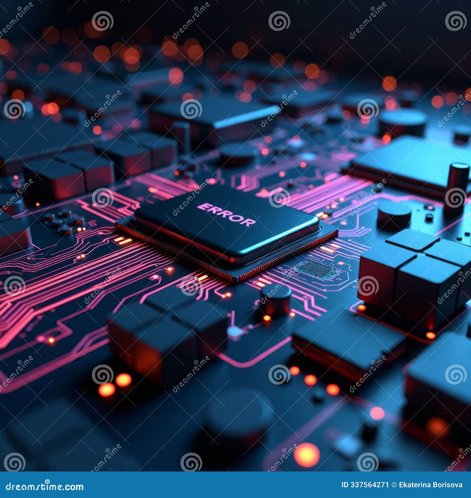 A Computer Chip with the Word Error on it Stock Illustration ...