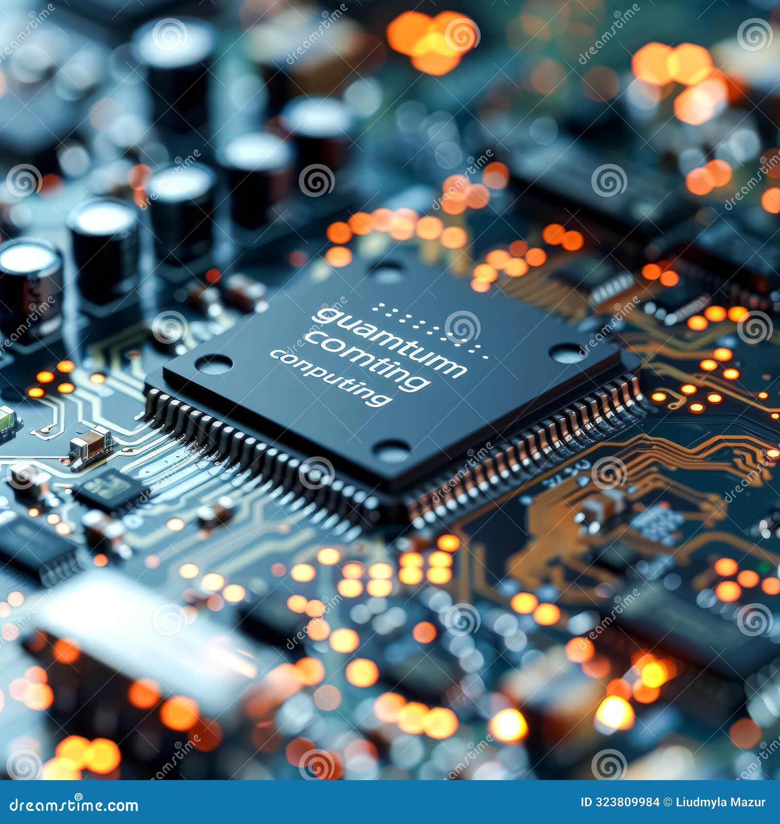 A Computer Chip with the Words Quantum Computing Written on it. Stock ...