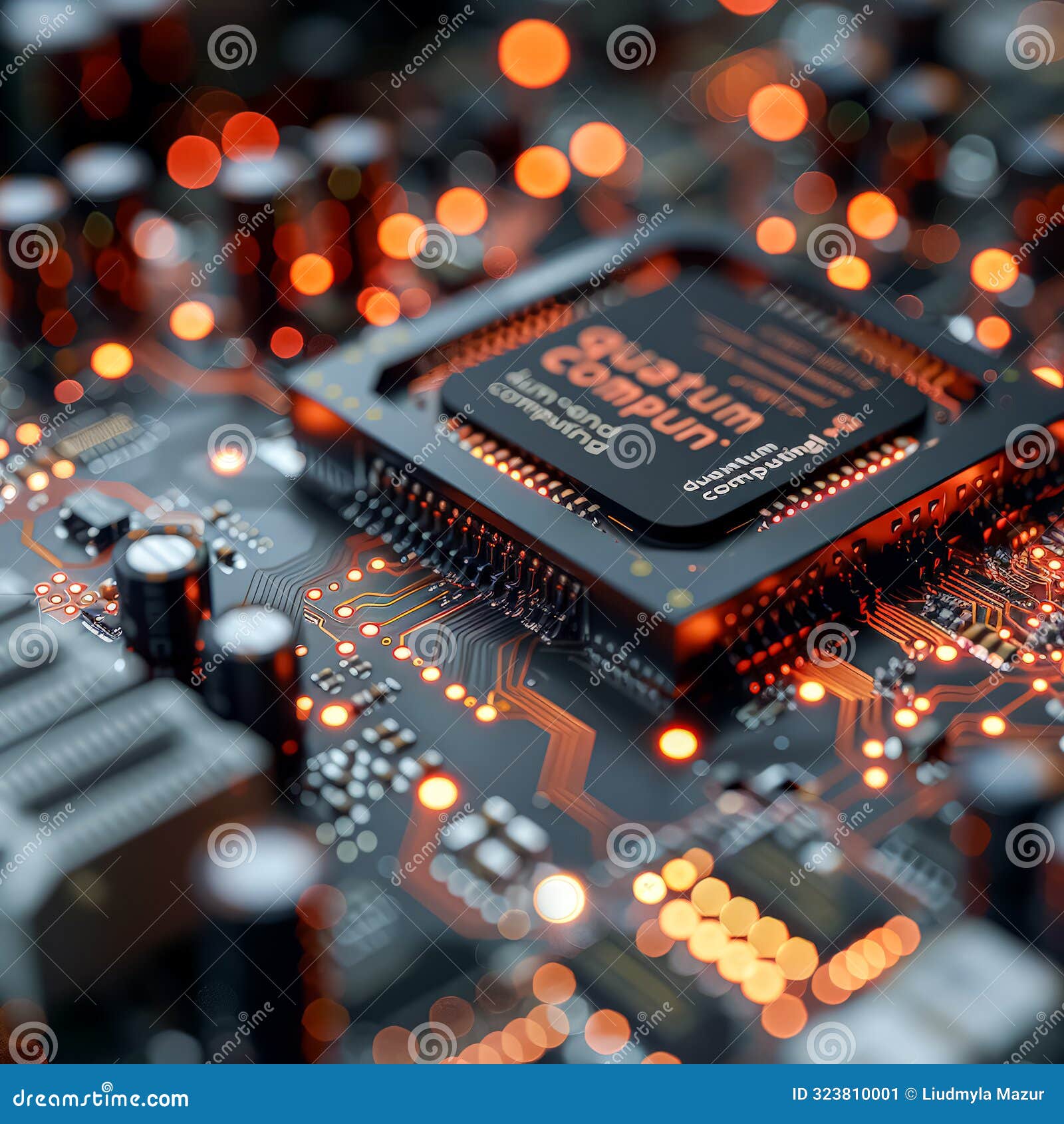 A Computer Chip with the Words Quantum Computing Written on it. Stock ...