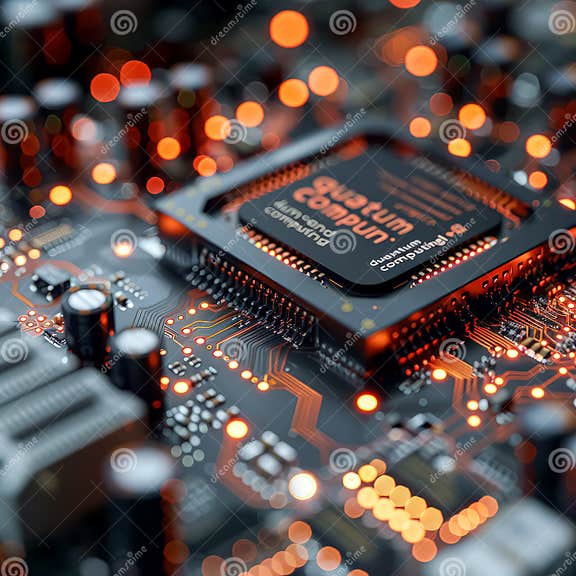 A Computer Chip with the Words Quantum Computing Written on it. Stock ...