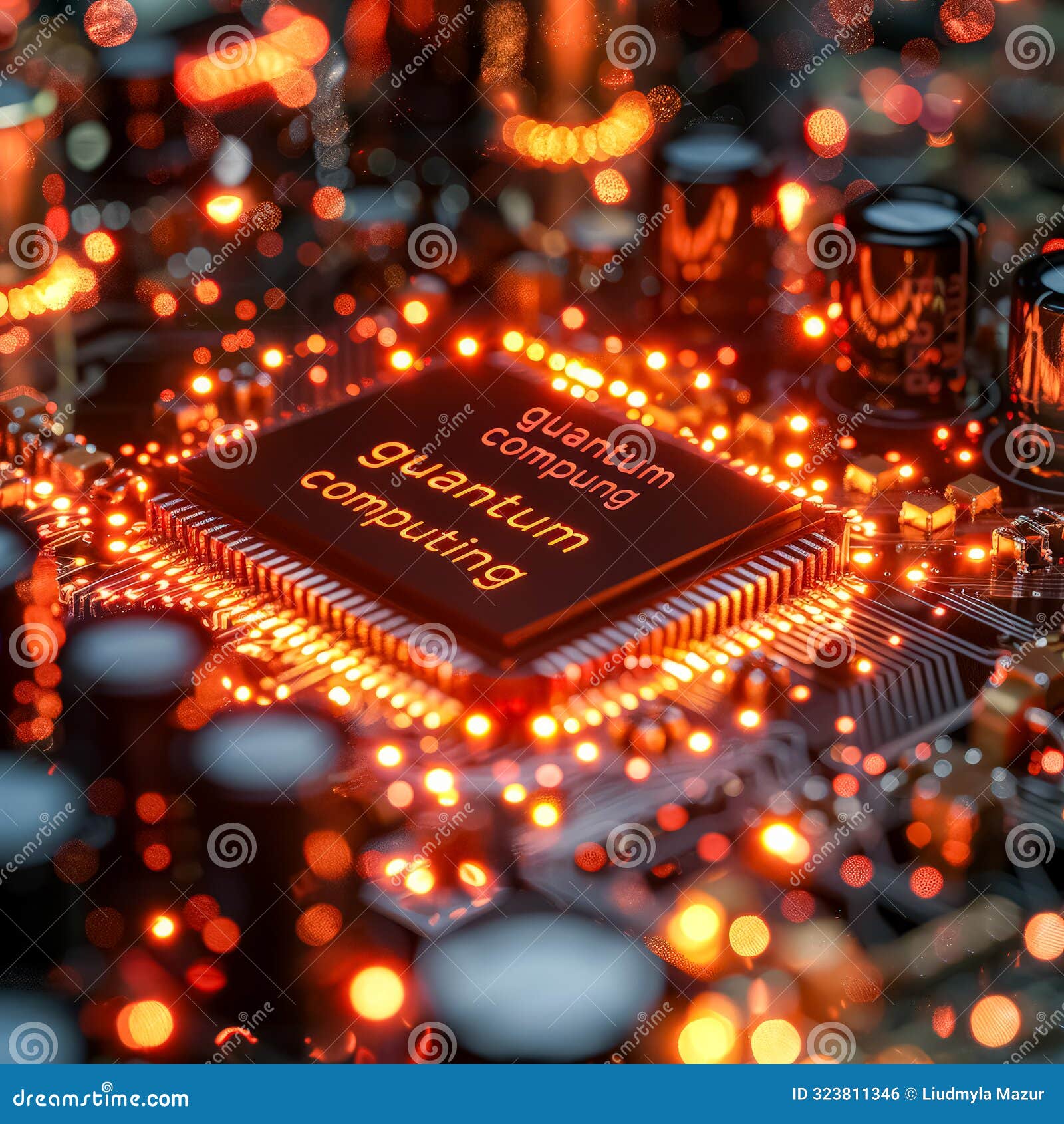 A Computer Chip with the Words Quantum Computing Written on it Stock ...