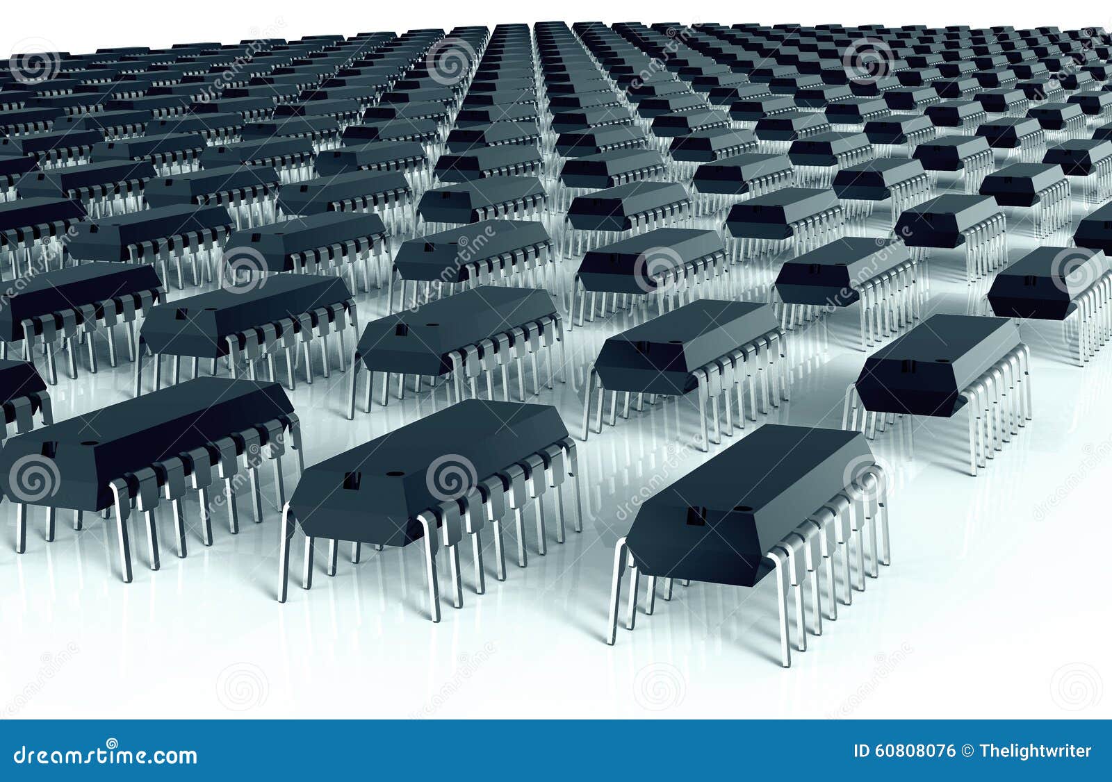 Computer Chips Aligned As an Army of Bugs Stock Illustration ...