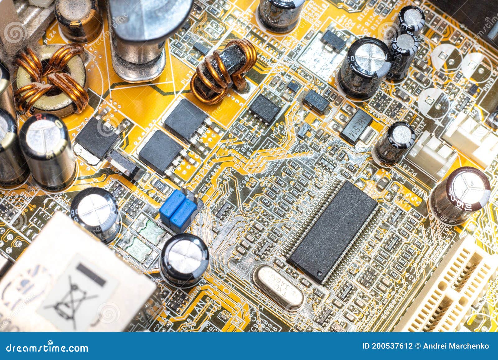 Computer Chips on the Circuit Board. Close-Up Stock Photo - Image of ...