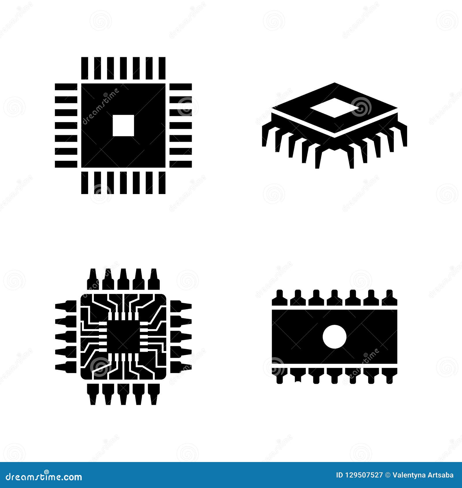 Computer Chips, Electronic Circuit. Simple Related Vector Icons Stock ...