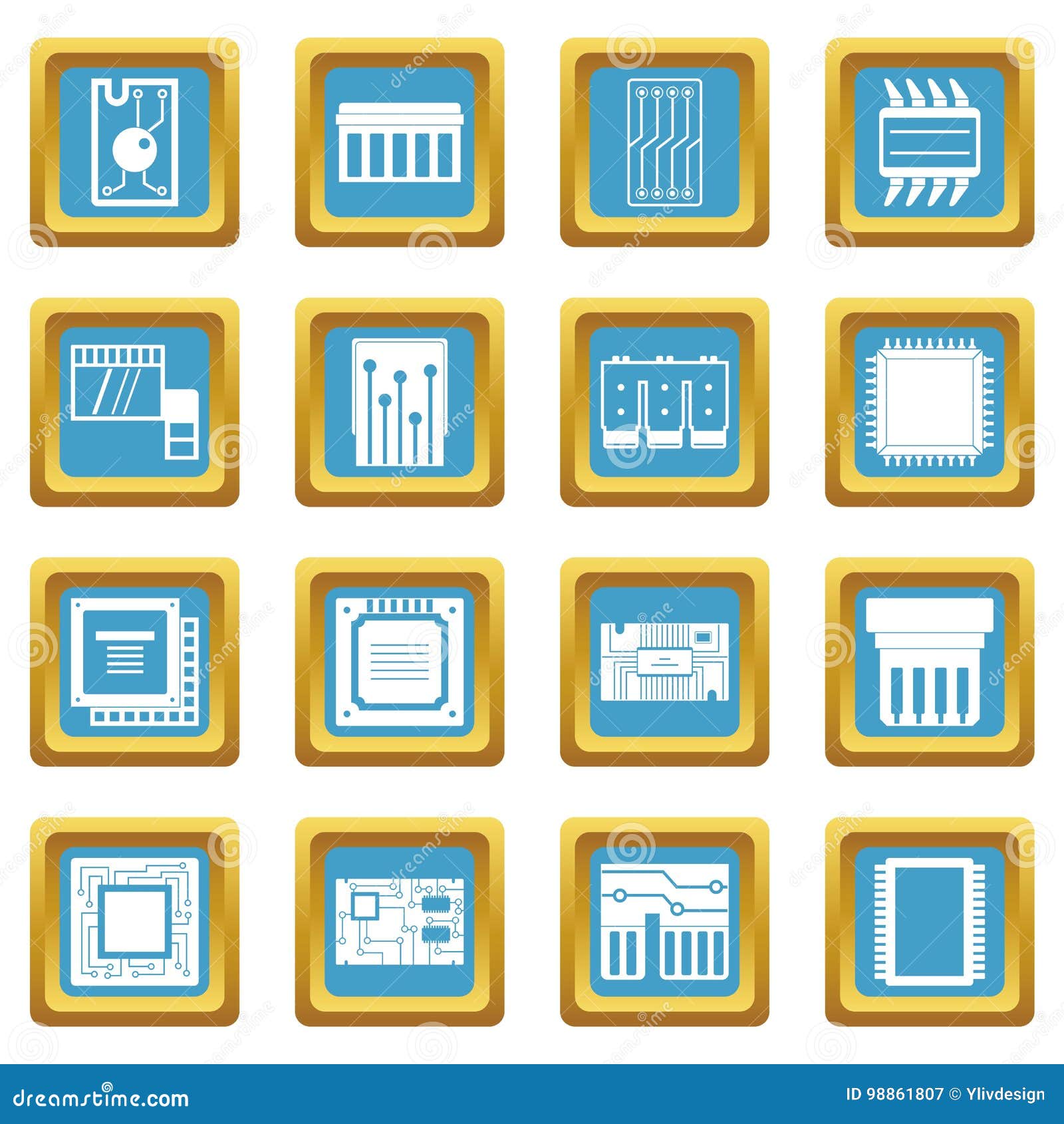 Computer chips icons azure stock vector. Illustration of chips - 98861807