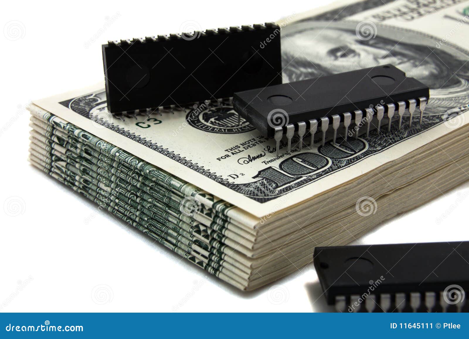 Computer chips on Money stock image. Image of chips, money - 11645111